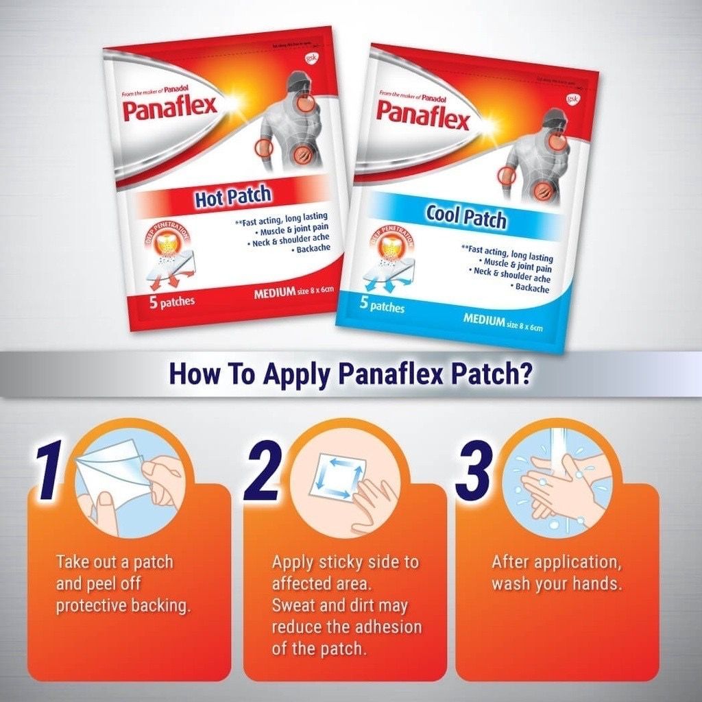 Panaflex Pain Relief Patch / Panaflex Hot Patch Cool Patch 5patches ...