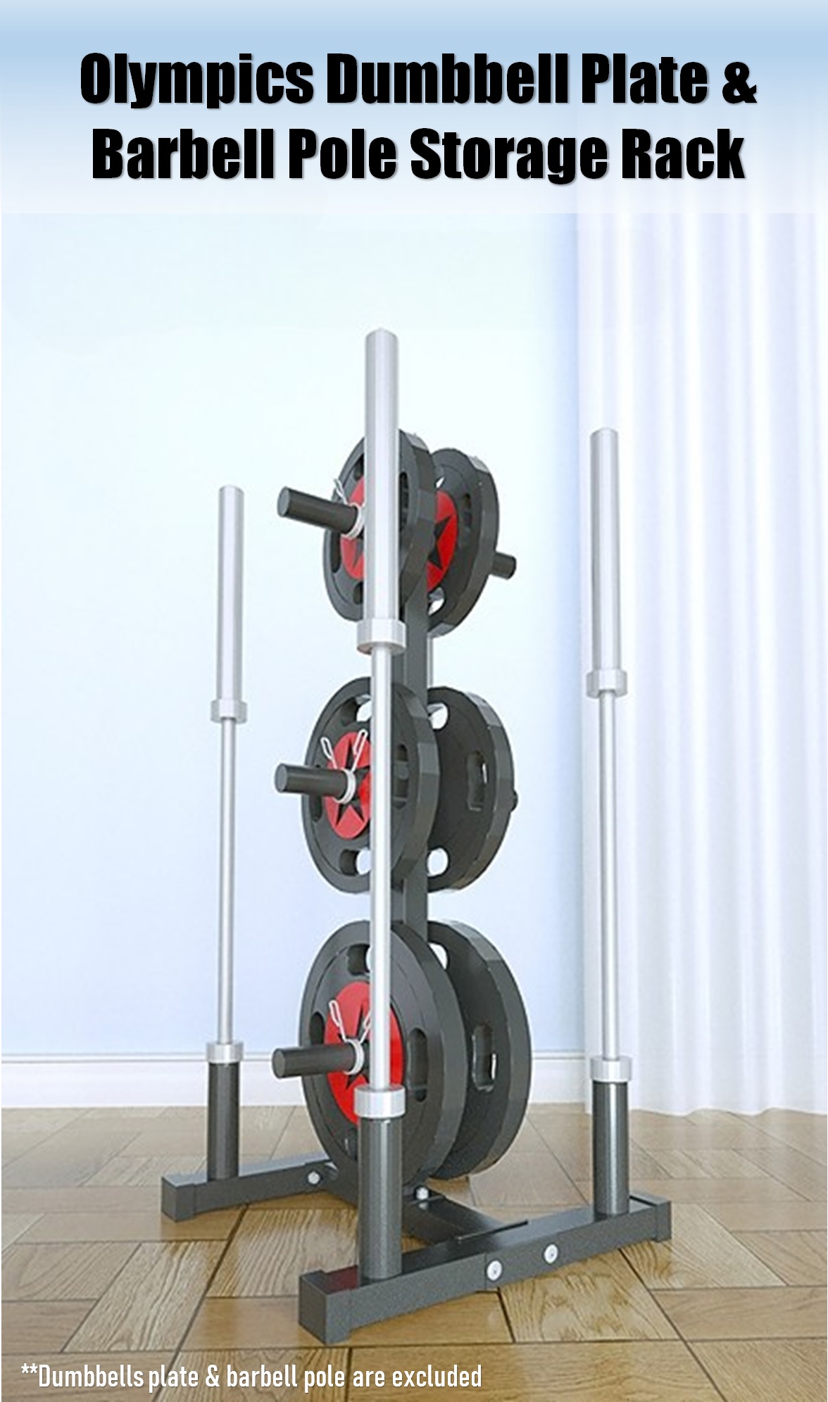 Olympic Weight Plate & Barbell Storage Rack Tree Design Load Capacity ...
