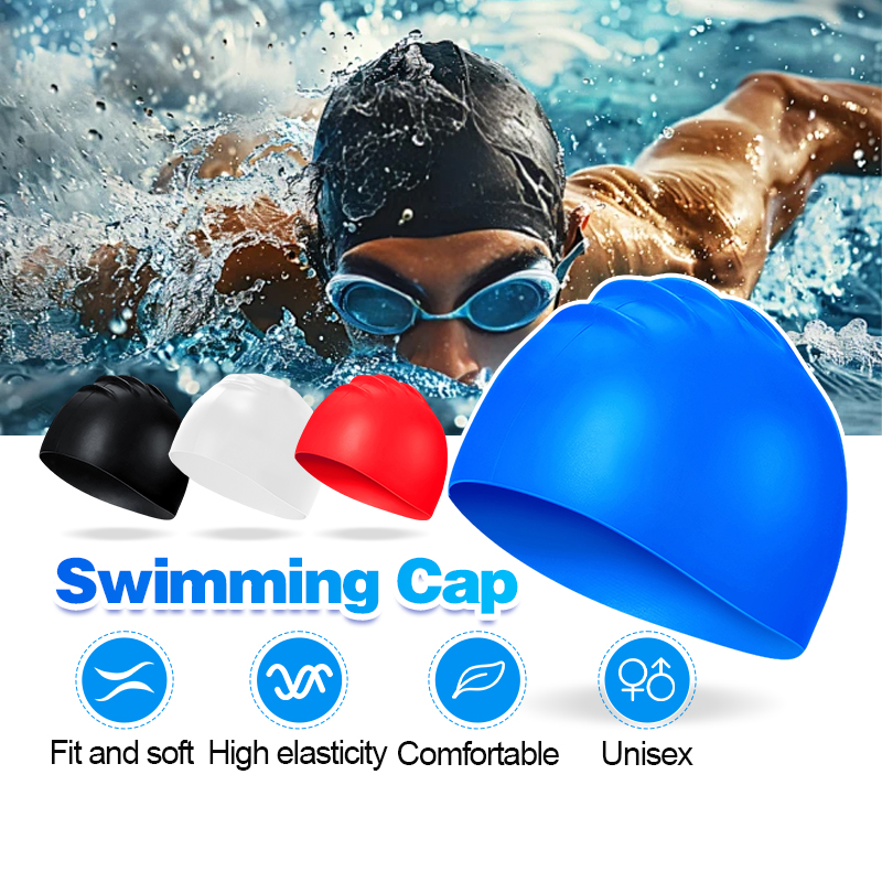 🏊Unisex Adult Children Silicone Swim Cap Elastic Swimming Hat High ...