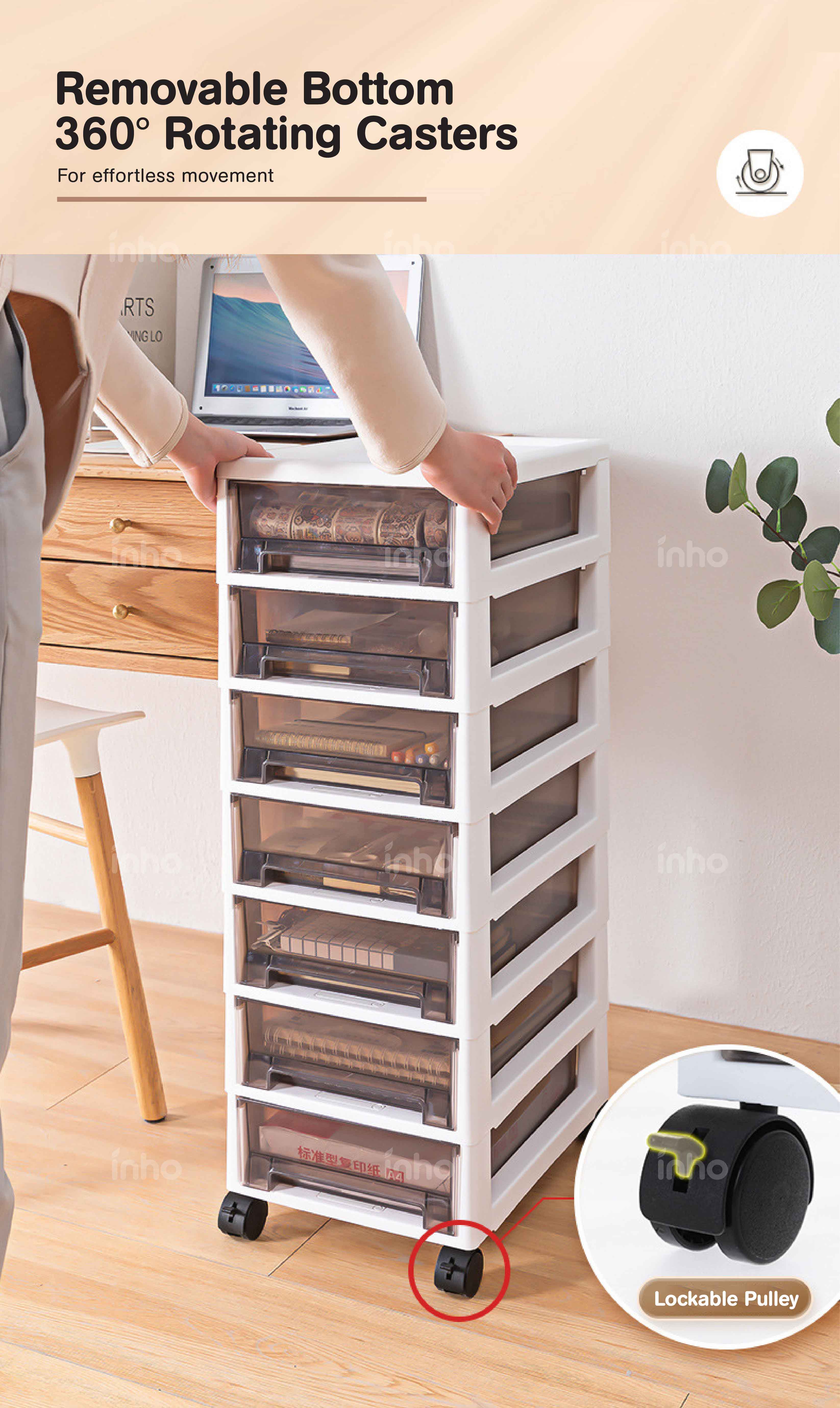 INHO L27cm (5-10 Layers) Versatile Movable Office Home Trolley Drawer ...