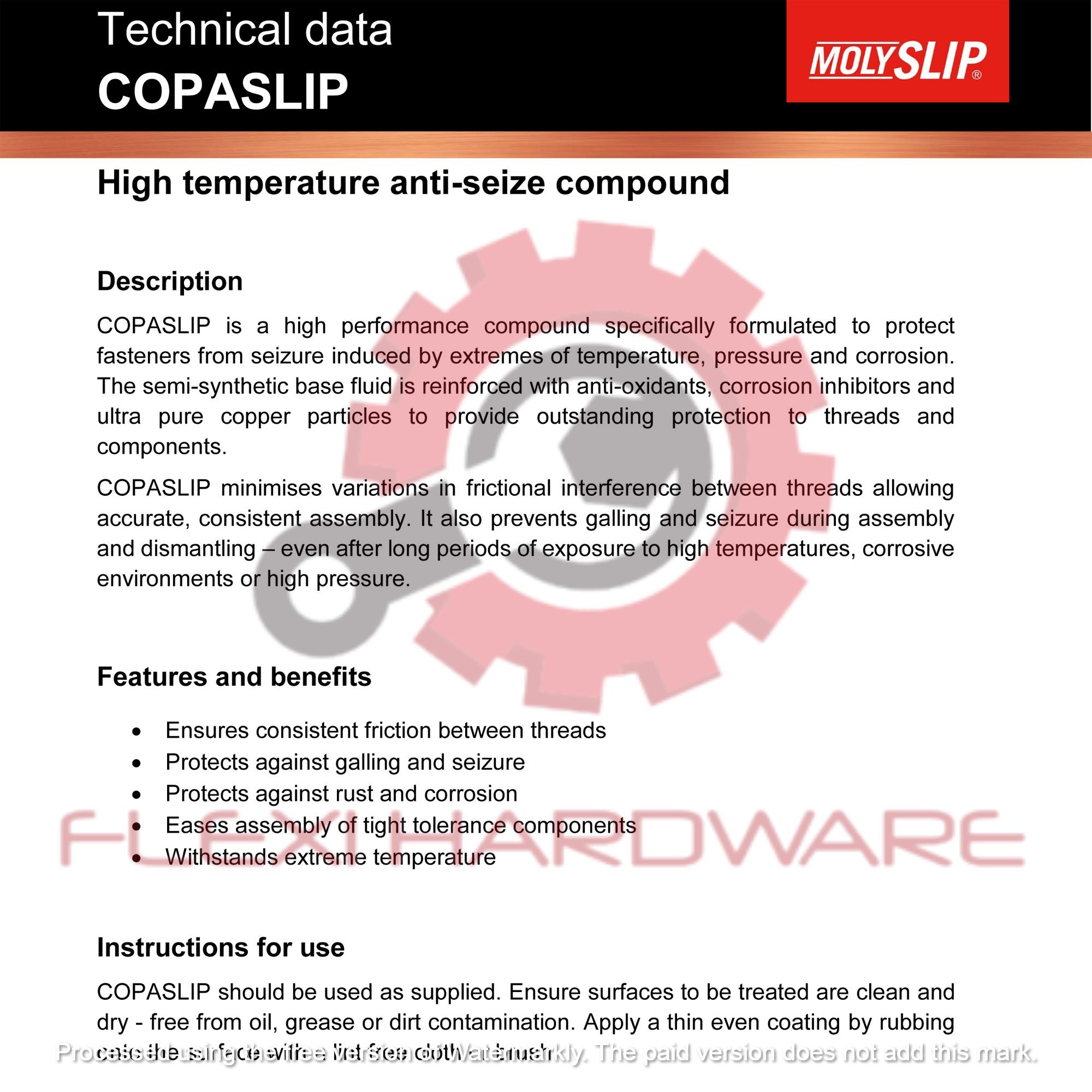 Molykote Copaslip MOLYSLIP - COPASLIP (HIGH TEMPERATURE ANTI-SEIZE ...
