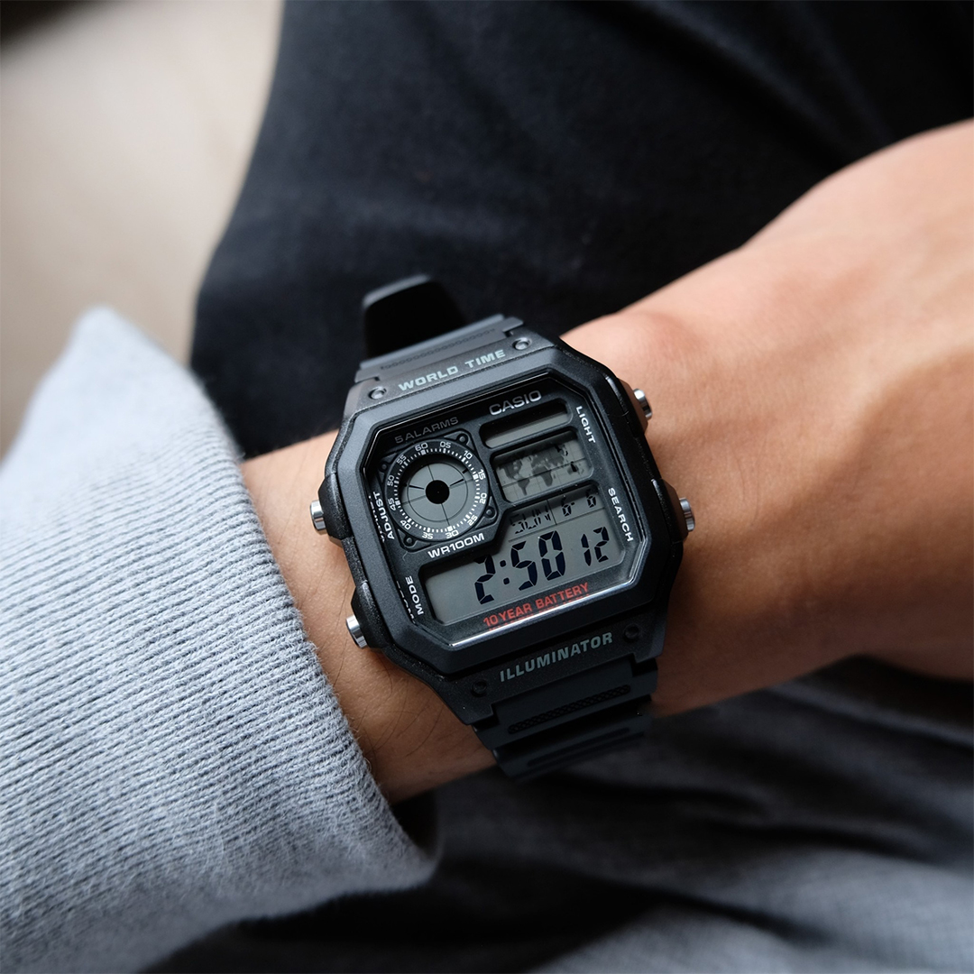 Casio Digital Resin Band Man Watch AE-1200WH-1A | Shopee Malaysia