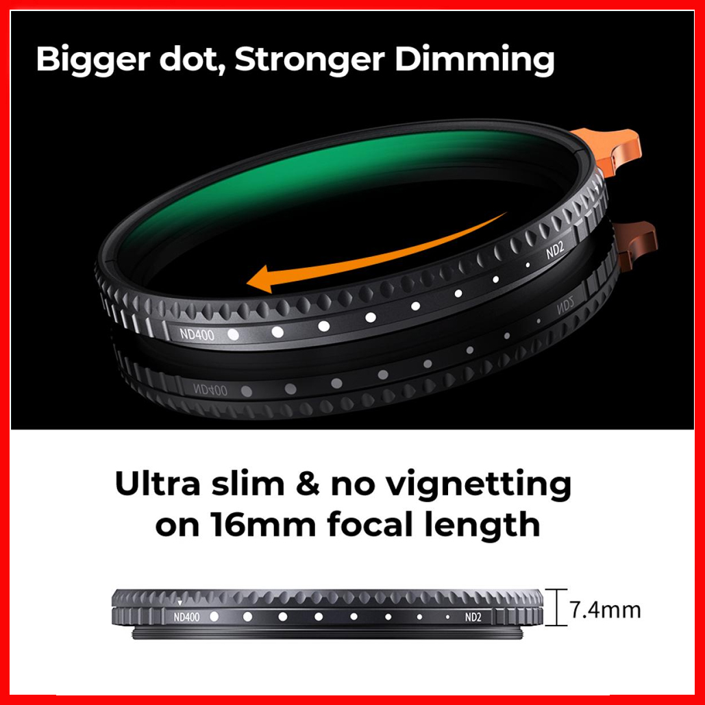 K&F Nano-X ND2-400 variable Filter Premium Orange dial size 37-105mm ...