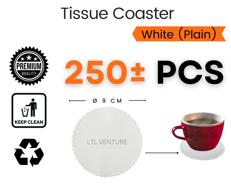250± Pcs Coaster Drink Tissue Paper Soft Disaposable/White/Plain/9cm ...