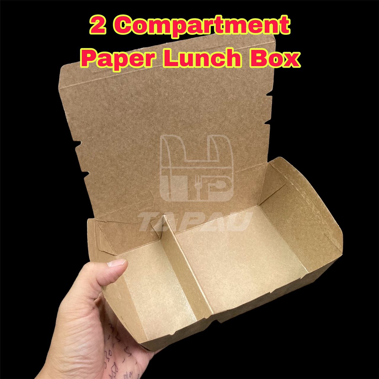 TAPAU - Medium BROWN Paper Lunch Box with 2 Compartment (50pcs±)/Bekas ...