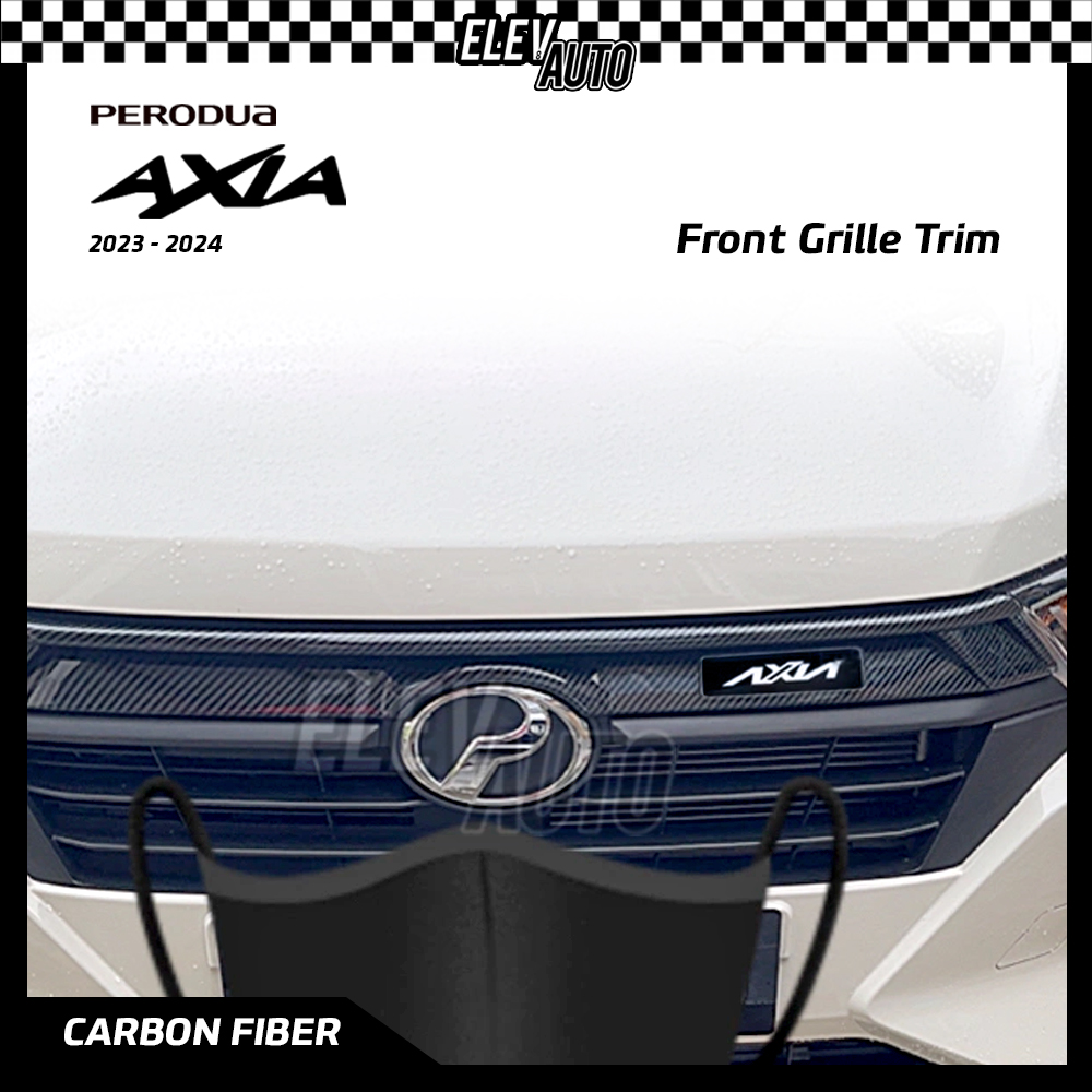 Perodua Axia 2023-2024 CARBON CHROME BLACK Front Bonnet Trim Grille ...