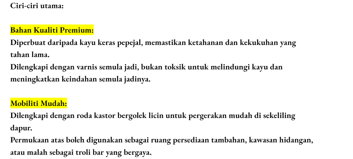 3-Tier Solid Wood Kitchen and Living Room Trolley Troli Dapur dan Ruang ...