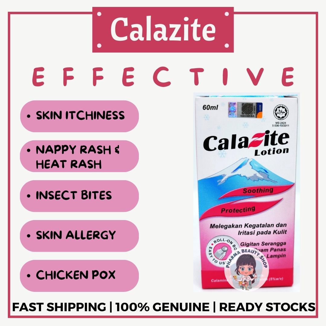 Calazite Lotion (Calamine) Roll-On 60ml - For Skin Itchiness/ Diaper ...