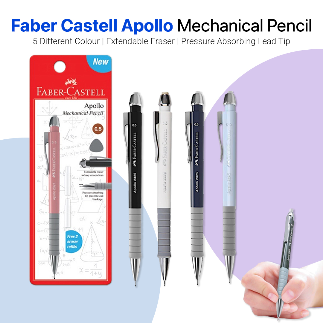 Faber Castell Apollo Mechanical Pencil 0.5 / 0.7 Free Eraser Refill ...