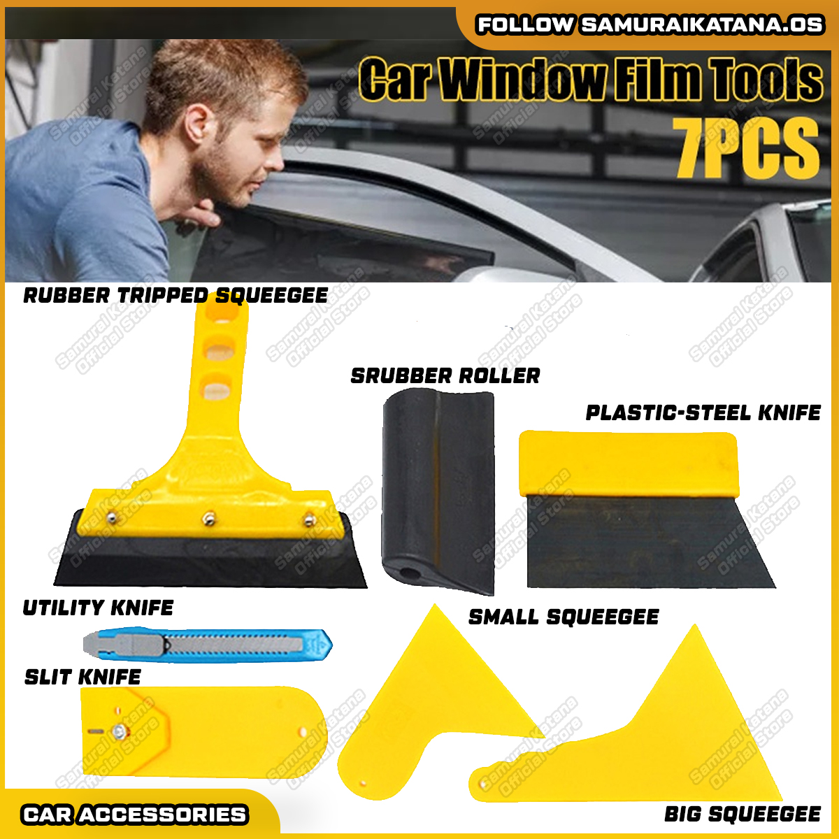 👨🏿‍🔧 7pcs SET Car Window Film Handle Squeegee Tinted Tool Kits Scraper ...