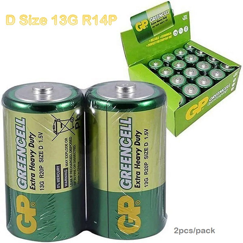 GP Greencell D Battery R20P Extra Heavy Duty Carbon Zinc 2-Pack ...