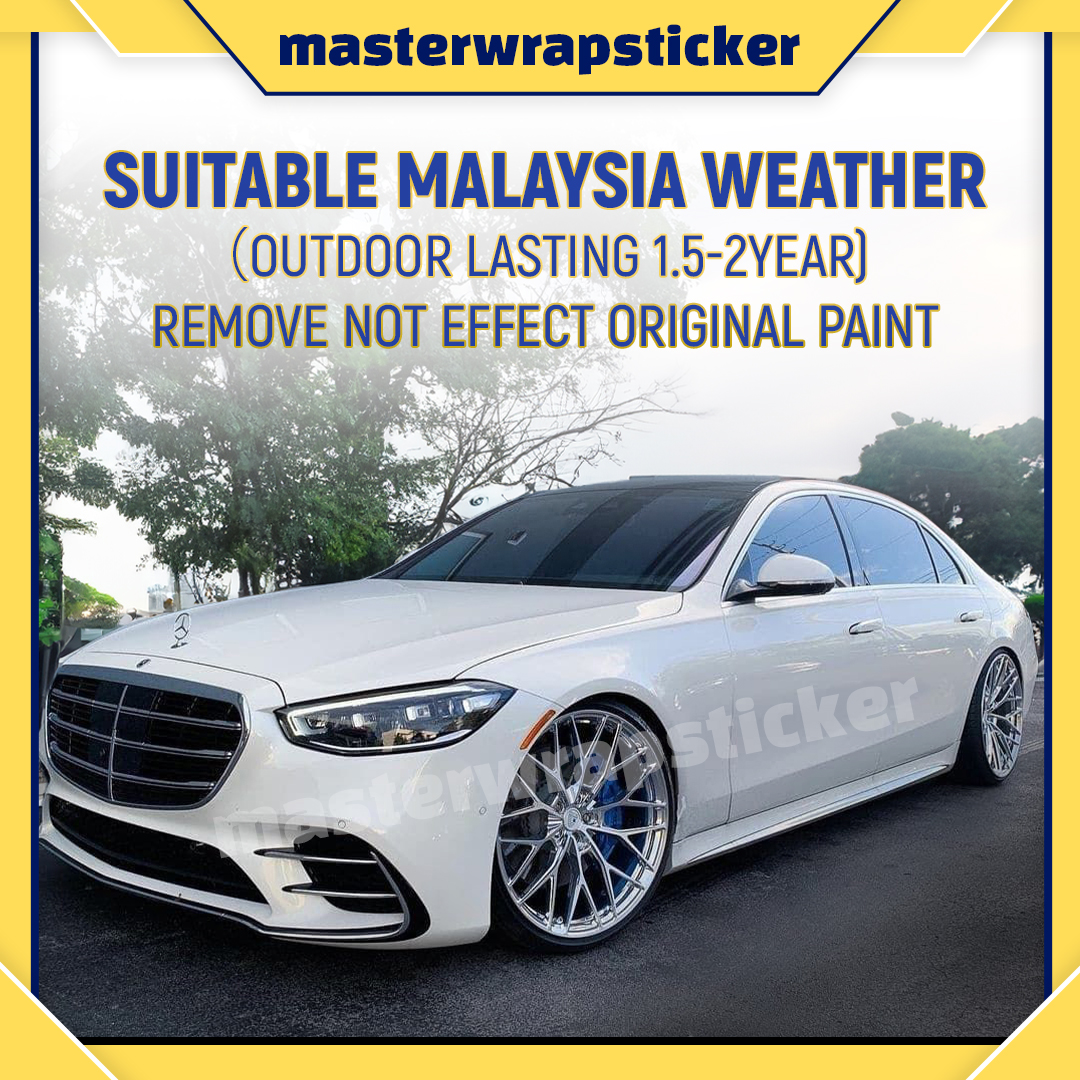 PREMIUM GLOSSY WHITE STICKER KERETA(152CM-90CM)stiker kereta PUTIH ...
