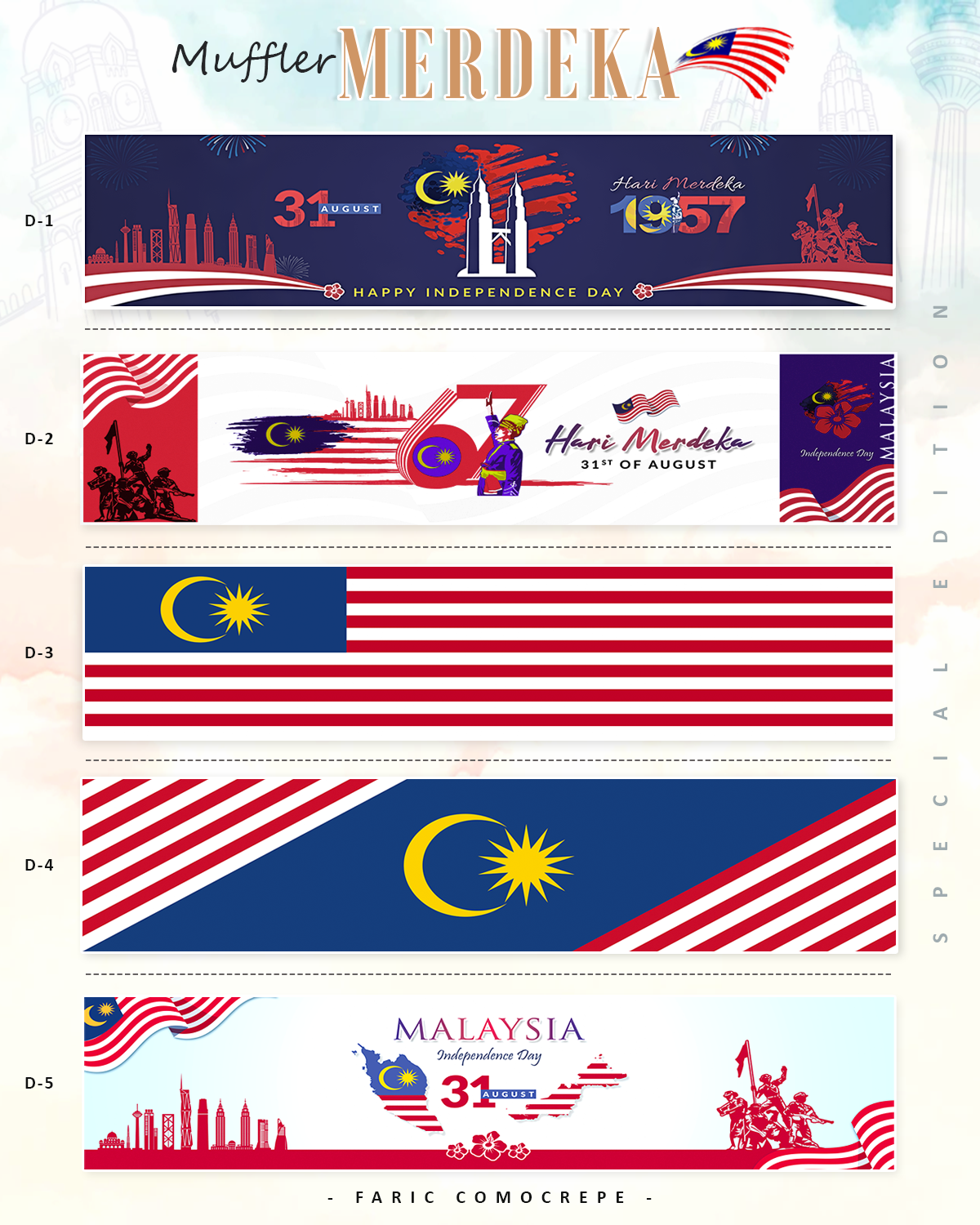 Muffler Scarf Merdeka perempuan Dewasa Moden Viral Merdeka 2024 Stylish ...