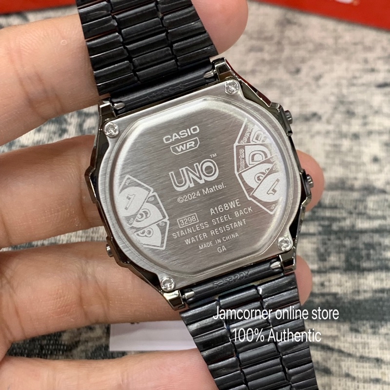 UNO x CASIO Vintage A168WEUC-1A DIGITAL WATCH classic card game ...