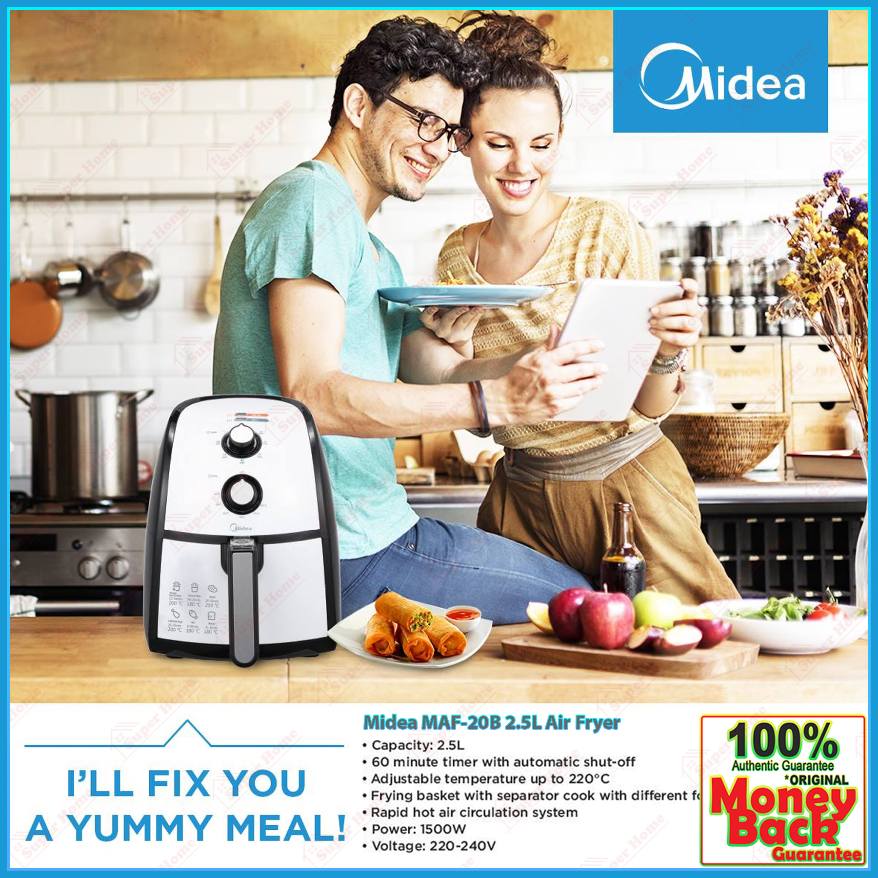 Midea Air Fryer MAF-20B Rapid Air Circular System Air Fryer | Shopee ...