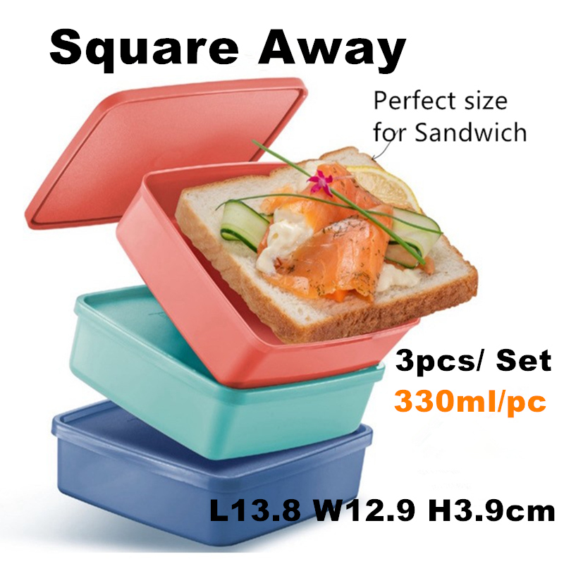 Tupperware Large Square Away 620ml/ Square Away 330ml/ Mini Square Away ...