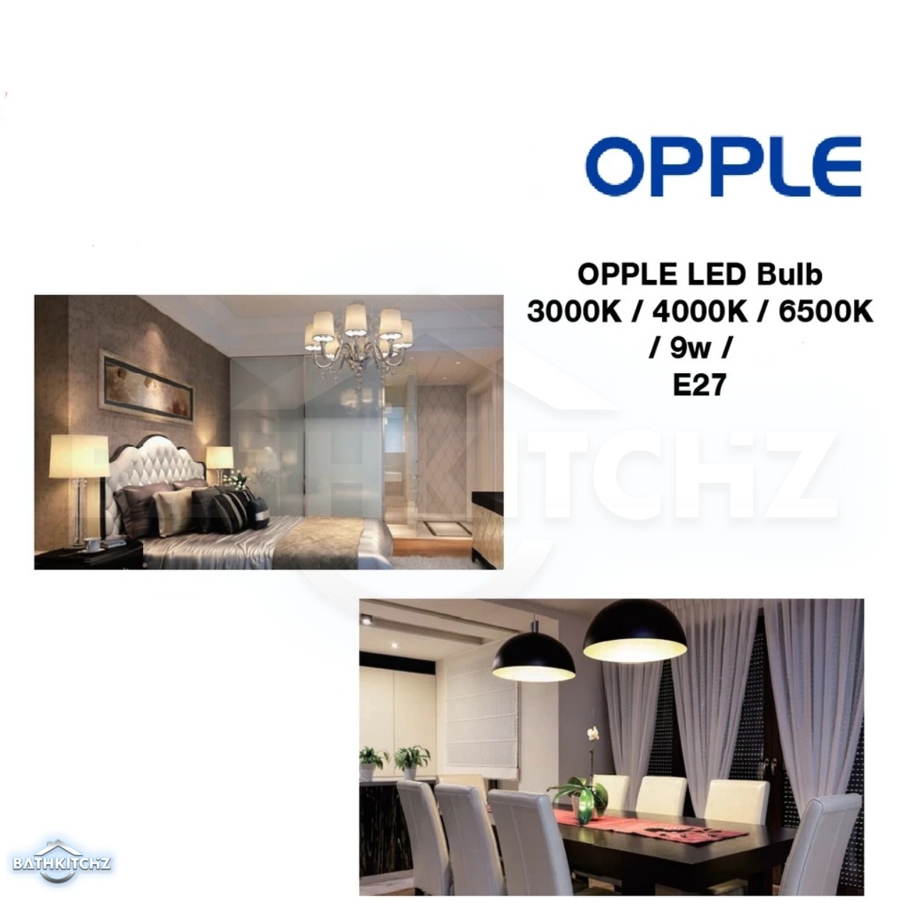 OPPLE E27 9W LED 3 Colour Bulb (Daylight/Cool White/Warm White) Scene ...