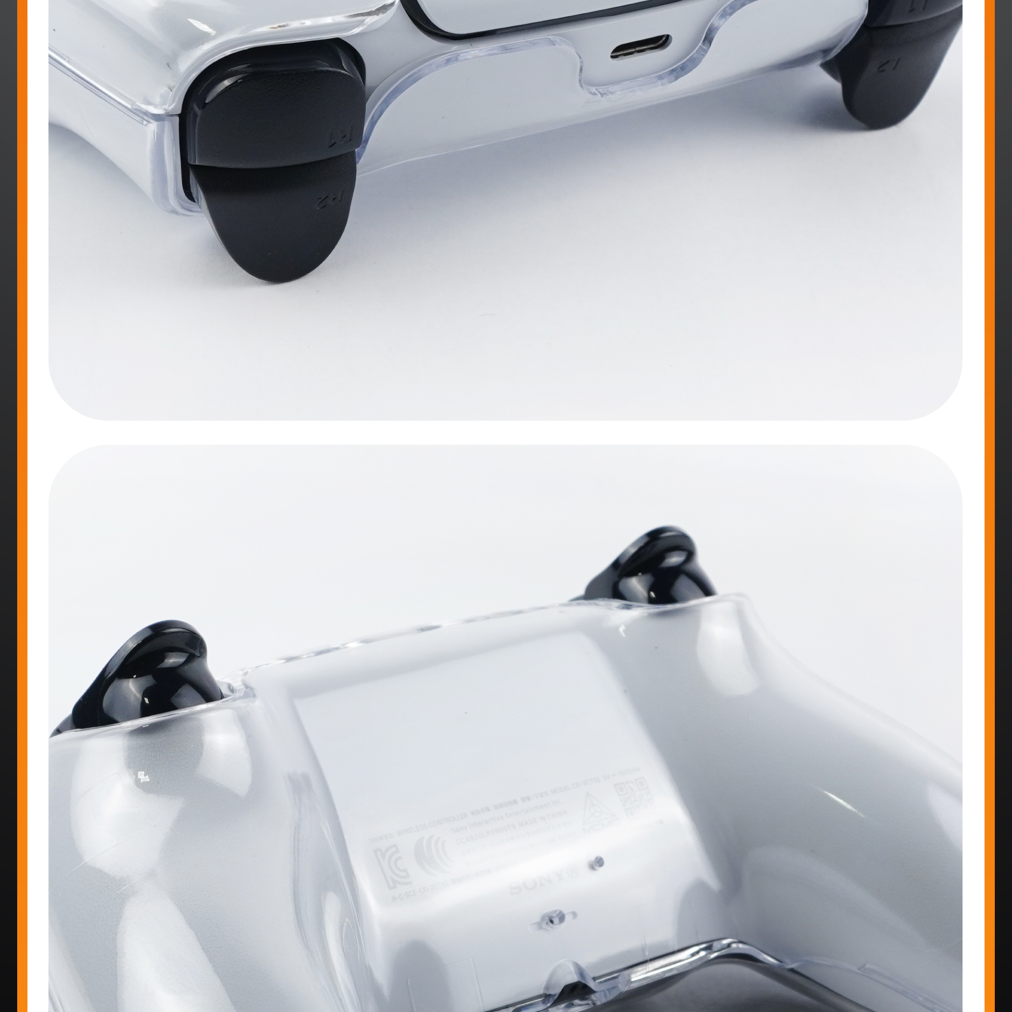 KJH PS5 Controller Crystal Transparent Shell Hard Case Cover For Sony ...