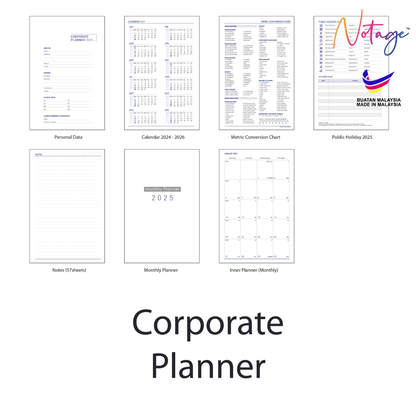 A4 Size 2025 Corporate Planner Large Inner Planner Notebook 114 Lined ...