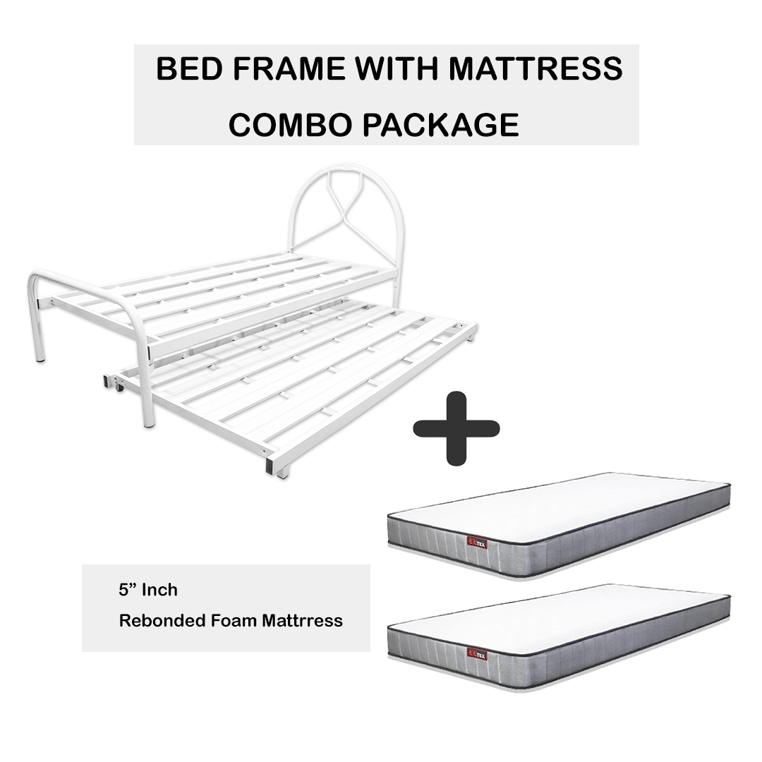 EE HOME 3V Single Size Metal Super Base Bed Frame With Pull Out Bed ...