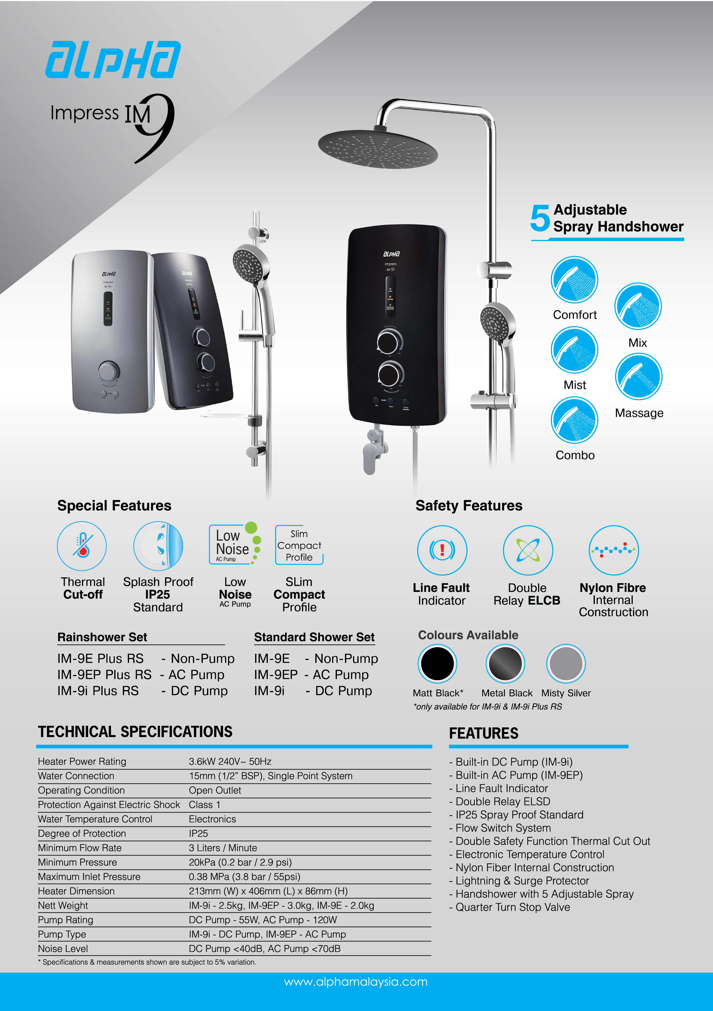 [FREE SHIPPING + 2 GIFT] ALPHA IM9-EP Instant Water Heater AC Pump With Rainshower | Shopee Malaysia