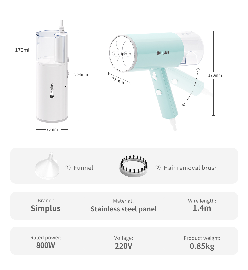 Simplus Portable Garment Steamer Iron 800W Steam Iron Foldable Steam ...