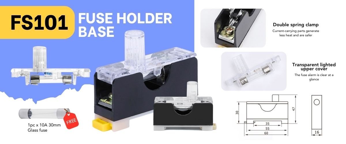 1PC FS-101 6mm x 30mm Fuse Holder Base with Fuse Single Pole 10A AC250V ...