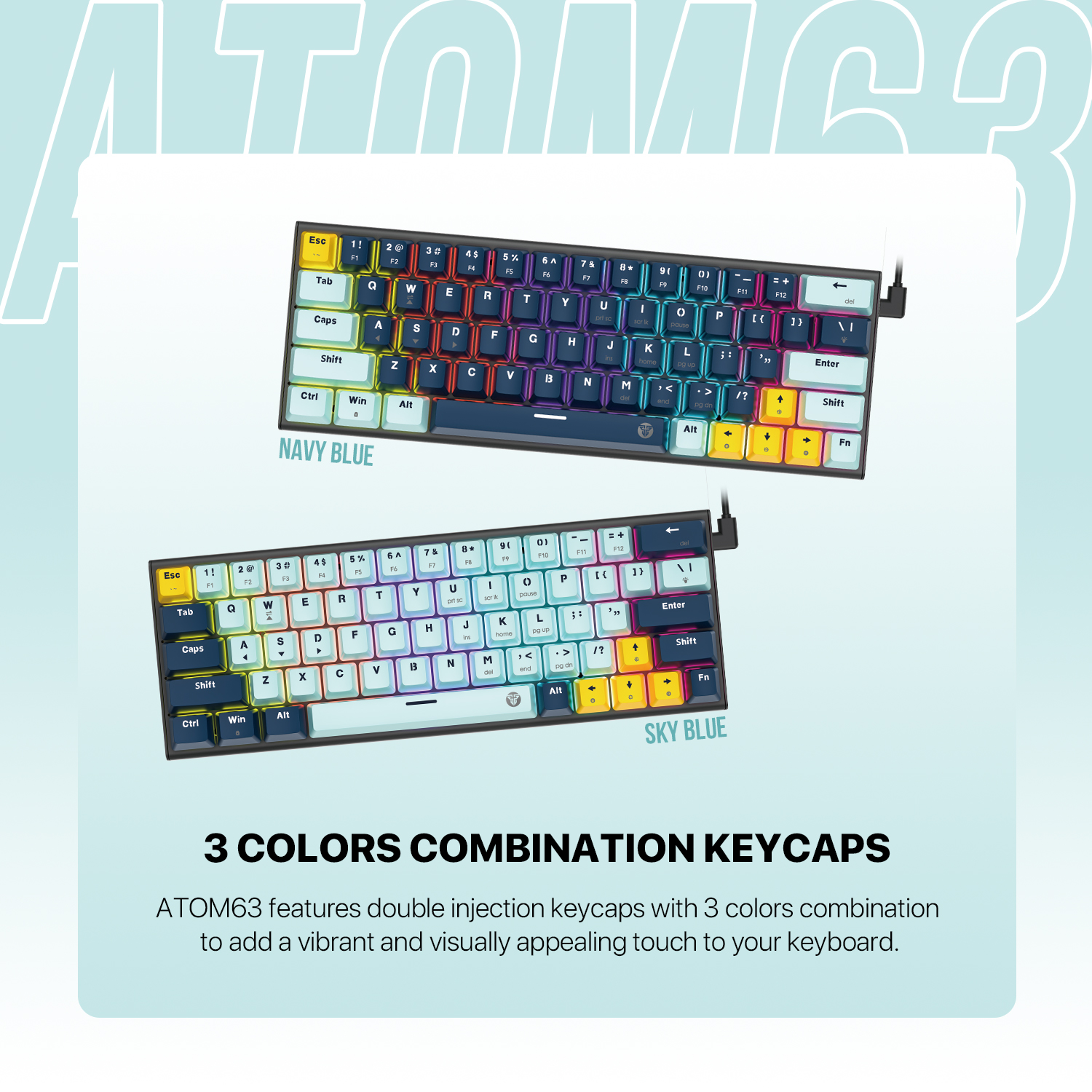 Fantech ATOM Mizu Series Gaming Mechanical Keyboard 60% 75% 95% ATOM 63 ...