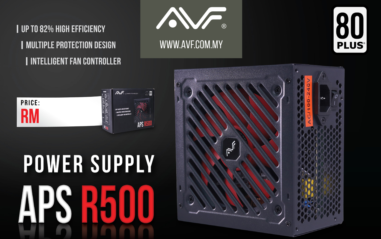 AVF Gaming Freak APS R500W 500W 80PLUS Power Supply (APS-R500) ATX for ...