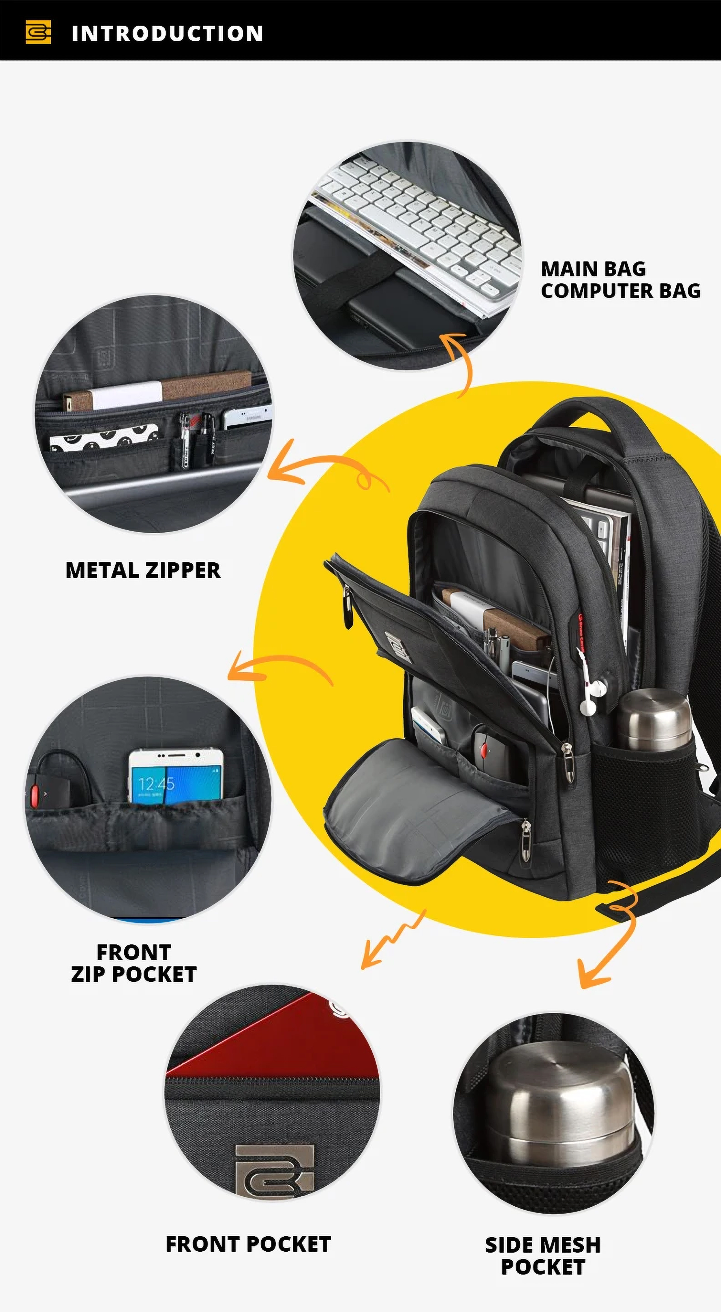 BRUNO CAVALLI Multifunctional 16" Laptop Computer Backpack Water ...