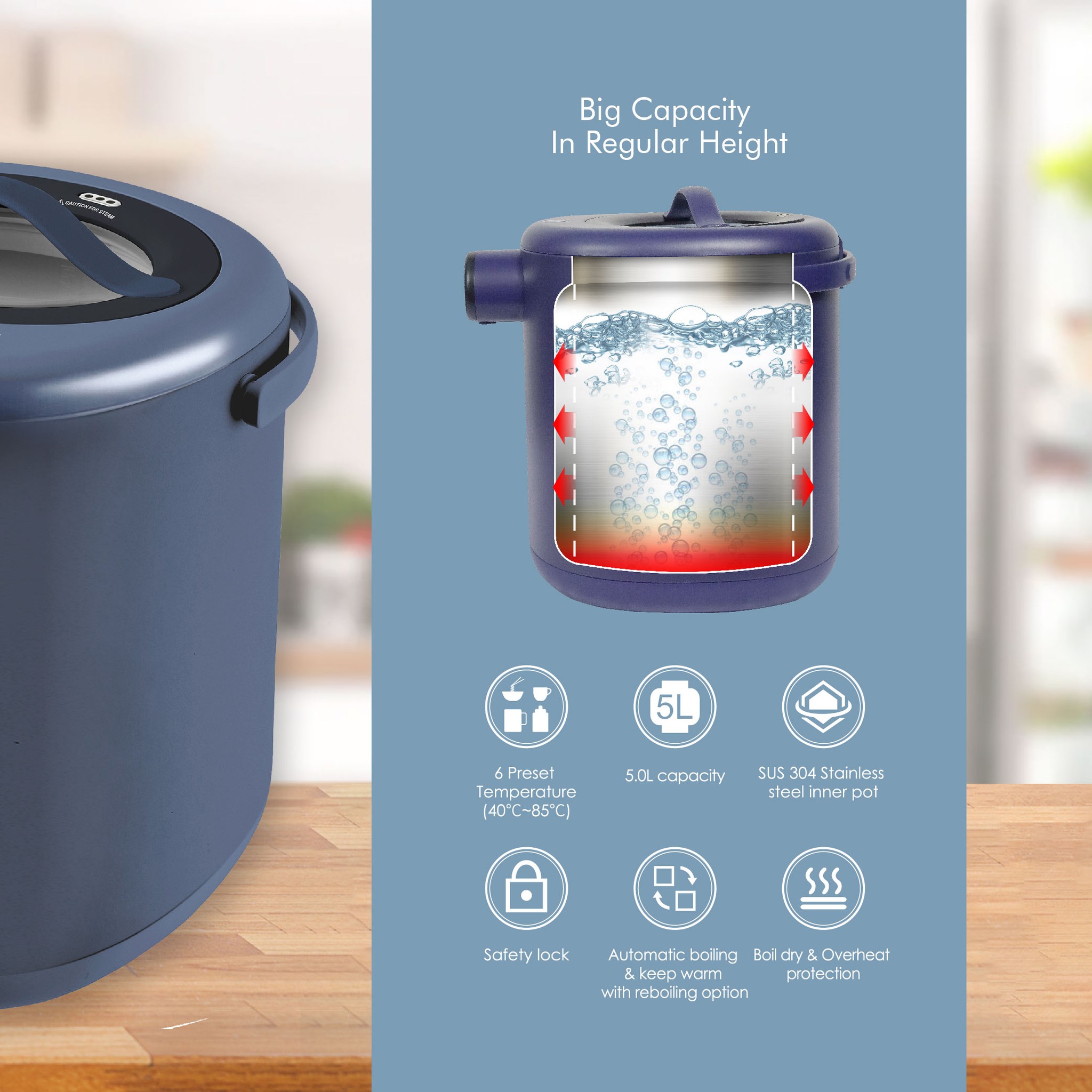 Milux 5L Thermo Pot With 6 Preset Temperature 40°C - 85°C (MTP-501 ...