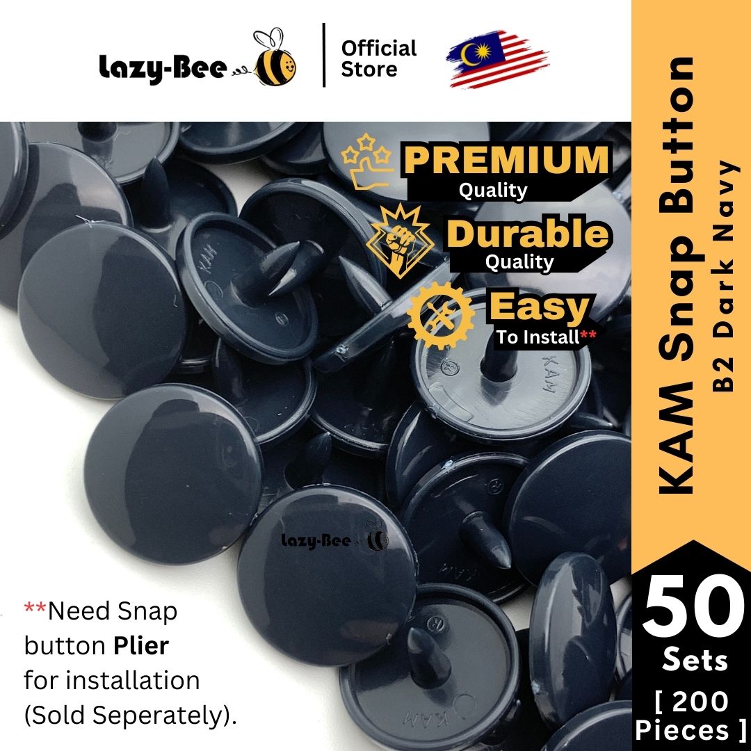 LAZY BEE B02 Dark Navy 50 Sets 200 pieces T3 T5 T8 KAM Snap Button ...