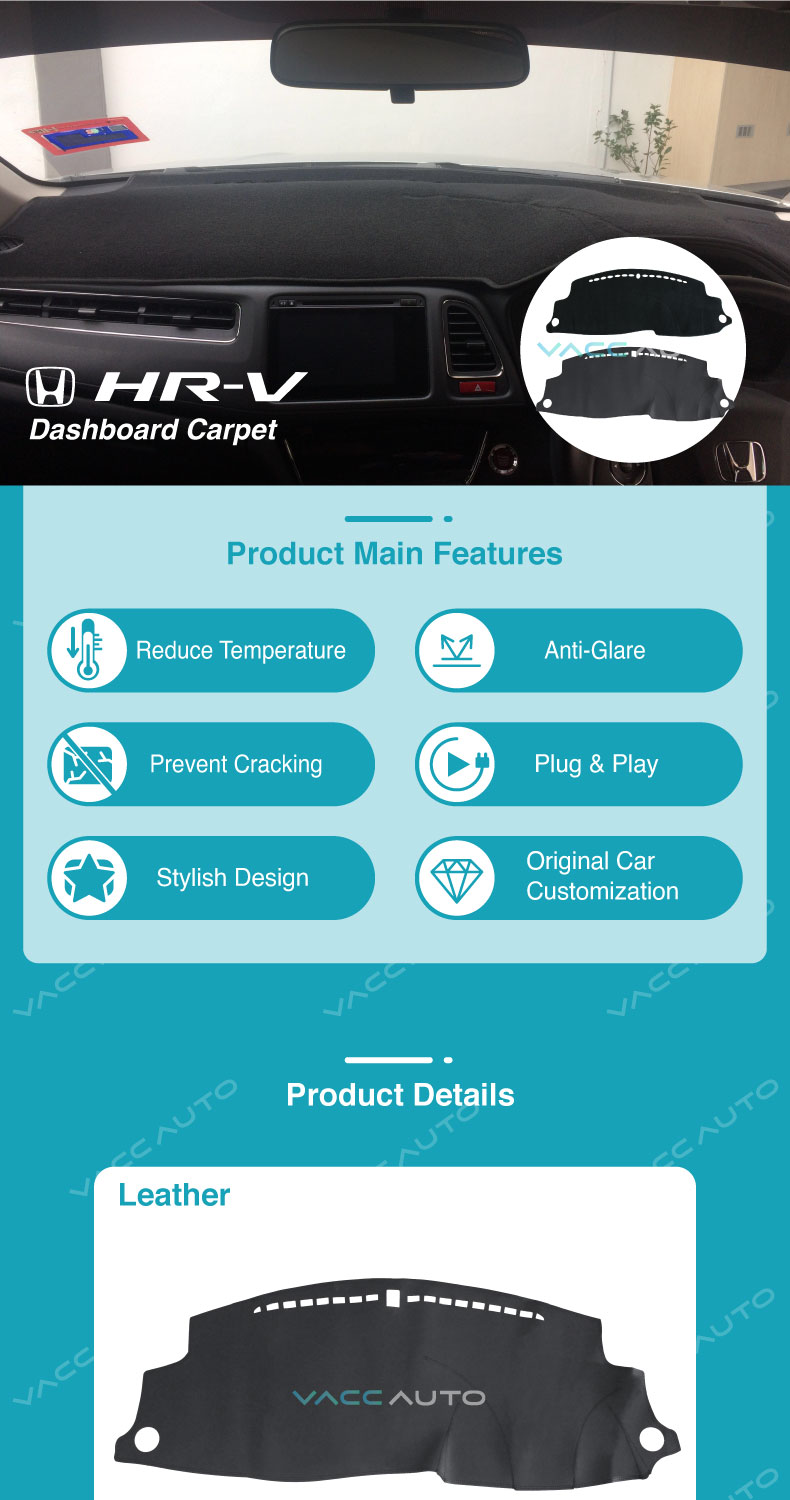 Honda HR-V Dashboard Carpet Dashboard Shade Mat Polyster Leather Non Slip Mat HRV / VEZEL 2015 ...