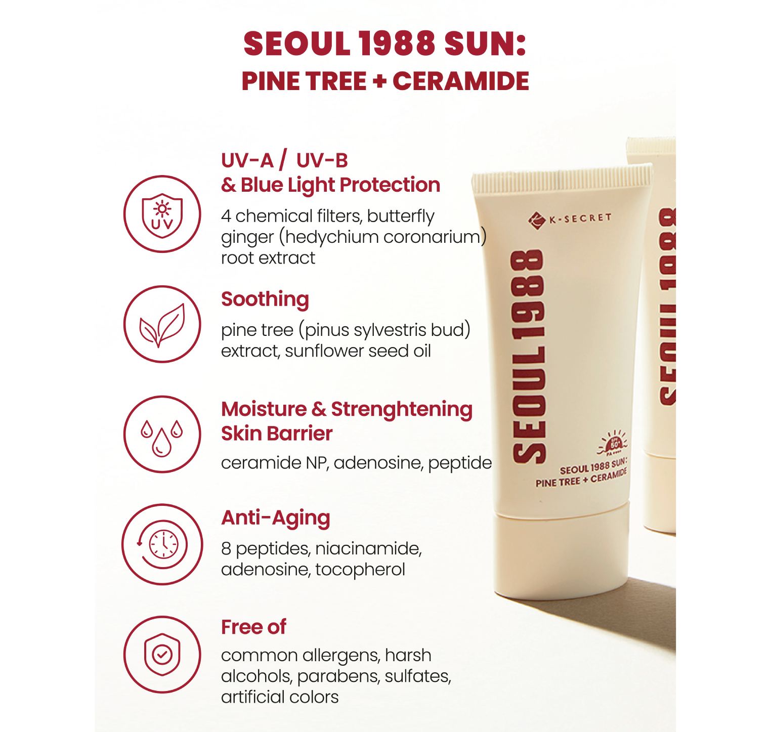K-SECRET SEOUL 1988 ESSENCE Snail Mucin 97%+Rice 100ml/Sunscreen Pine ...