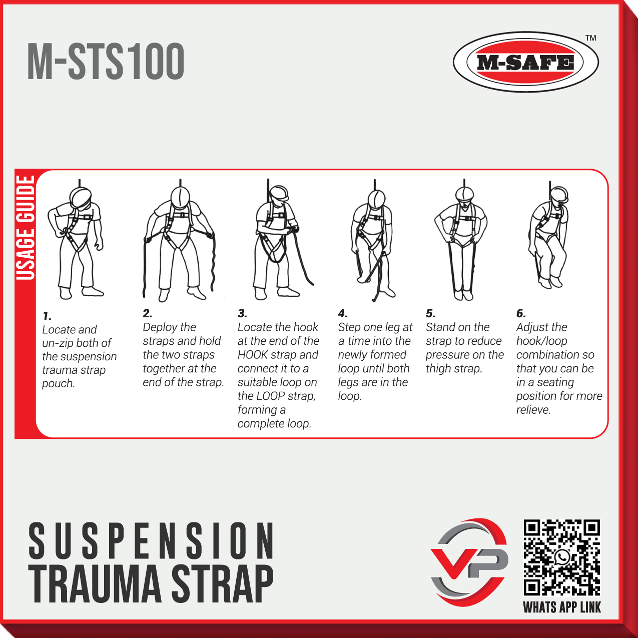 M-SAFE SUSPENSION TRAUMA SAFETY STRAP WEAR WITH BODY HARNESS, EXTRA ...