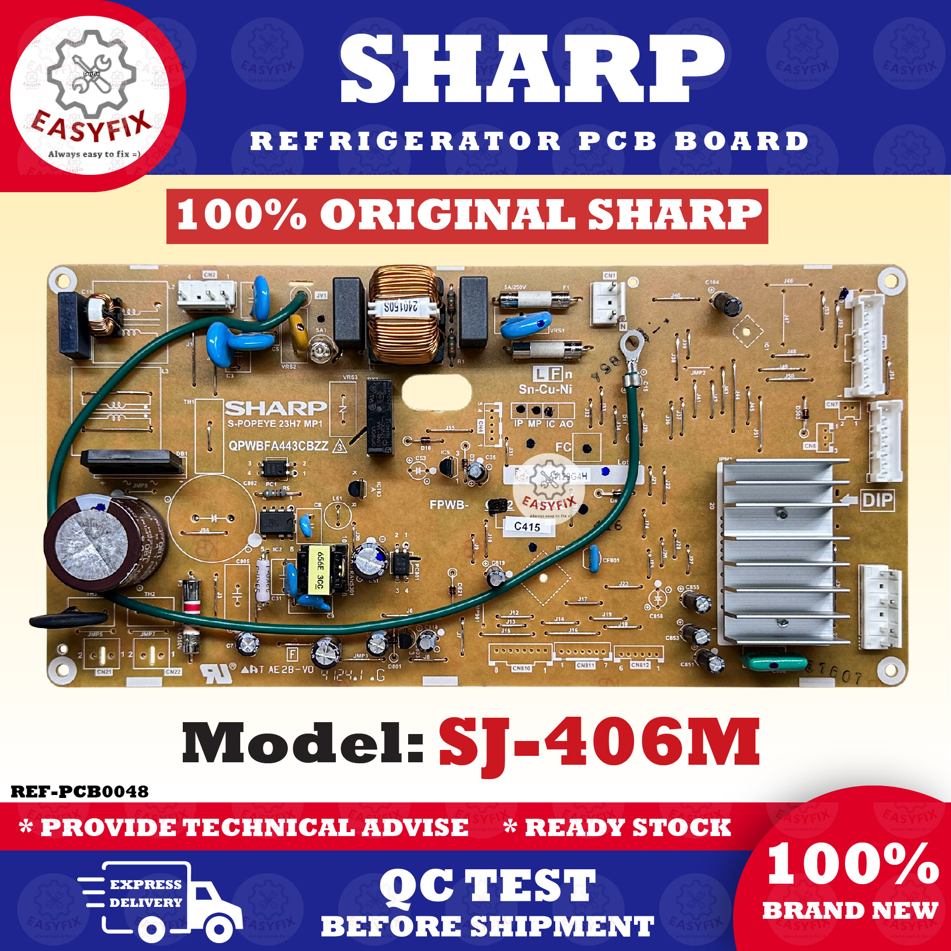 (100% ORIGINAL) SJ-406M SHARP REFRIGERATOR PCB BOARD FPWB-C415CBKZ SJ ...