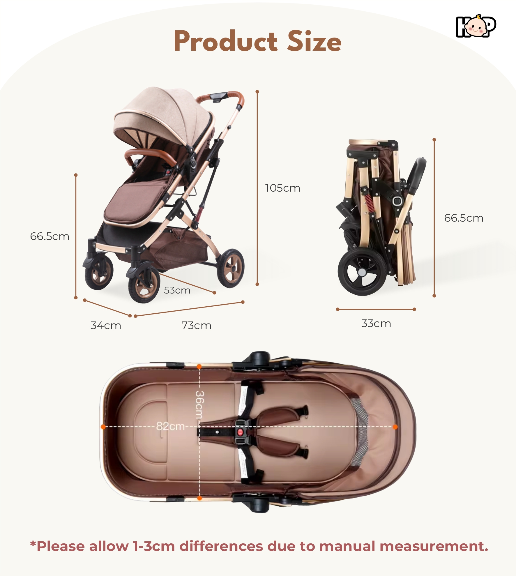 [7 Premium Gift] 5 in 1 Baby Stroller 2 Way Facing Stroller Baby ...