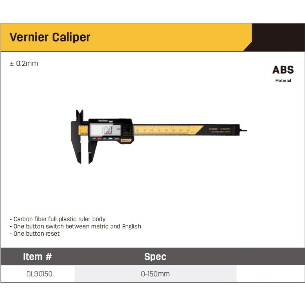 DELI DL90150 Digital Vernier Caliper 150mm Measuring Device Plastic ...