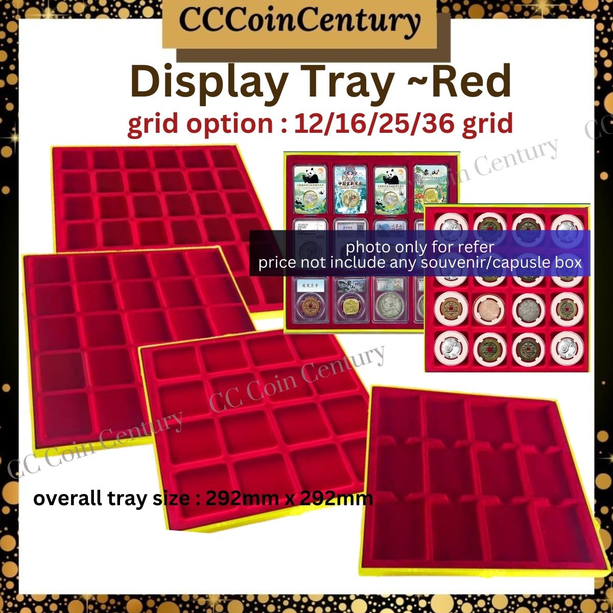 【READY STOCK KL】Display Coin Collection Tray Red Color -grid option ...