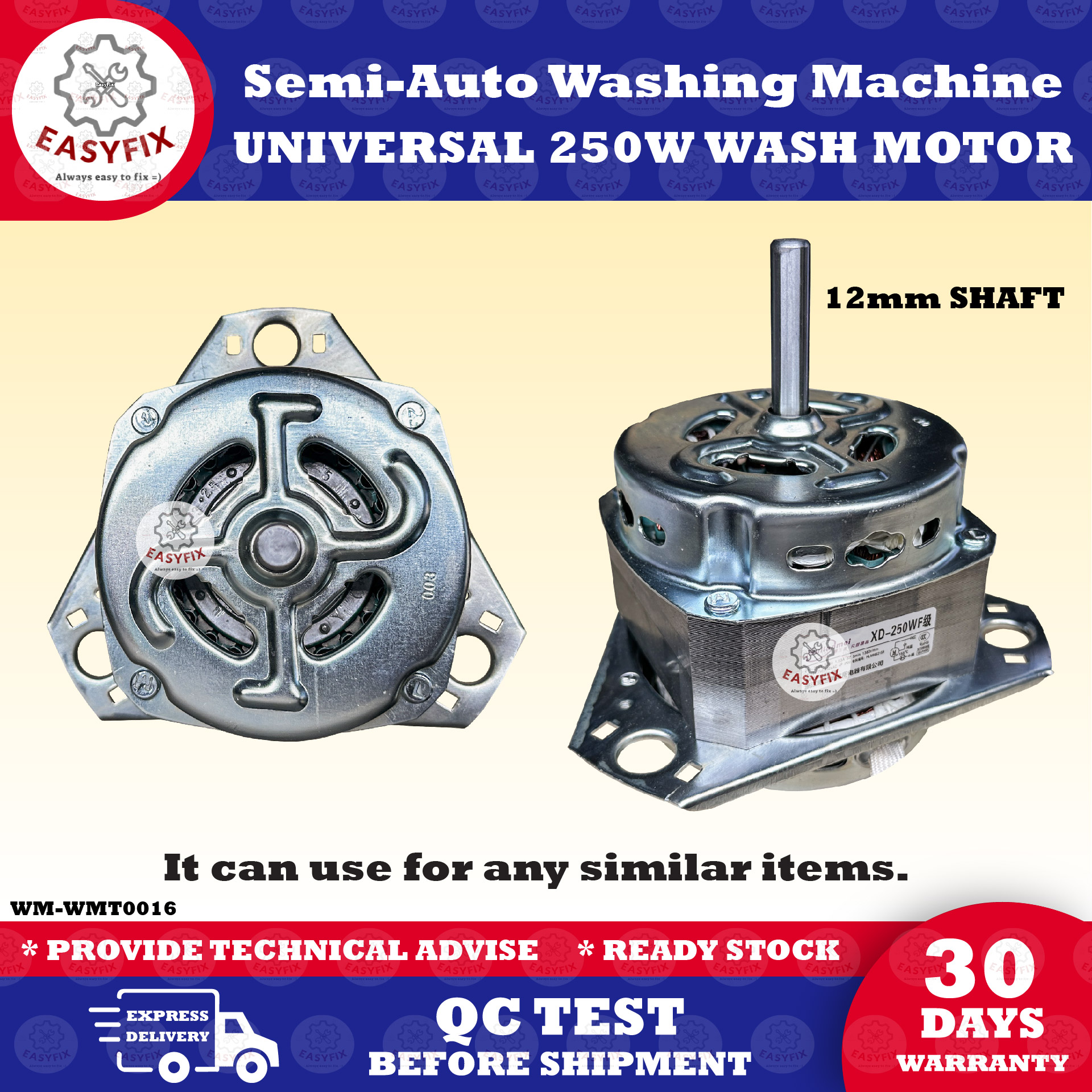 (250W) UNIVERSAL Semi-Auto Washing Machine Wash Motor (Motor Basuh ...