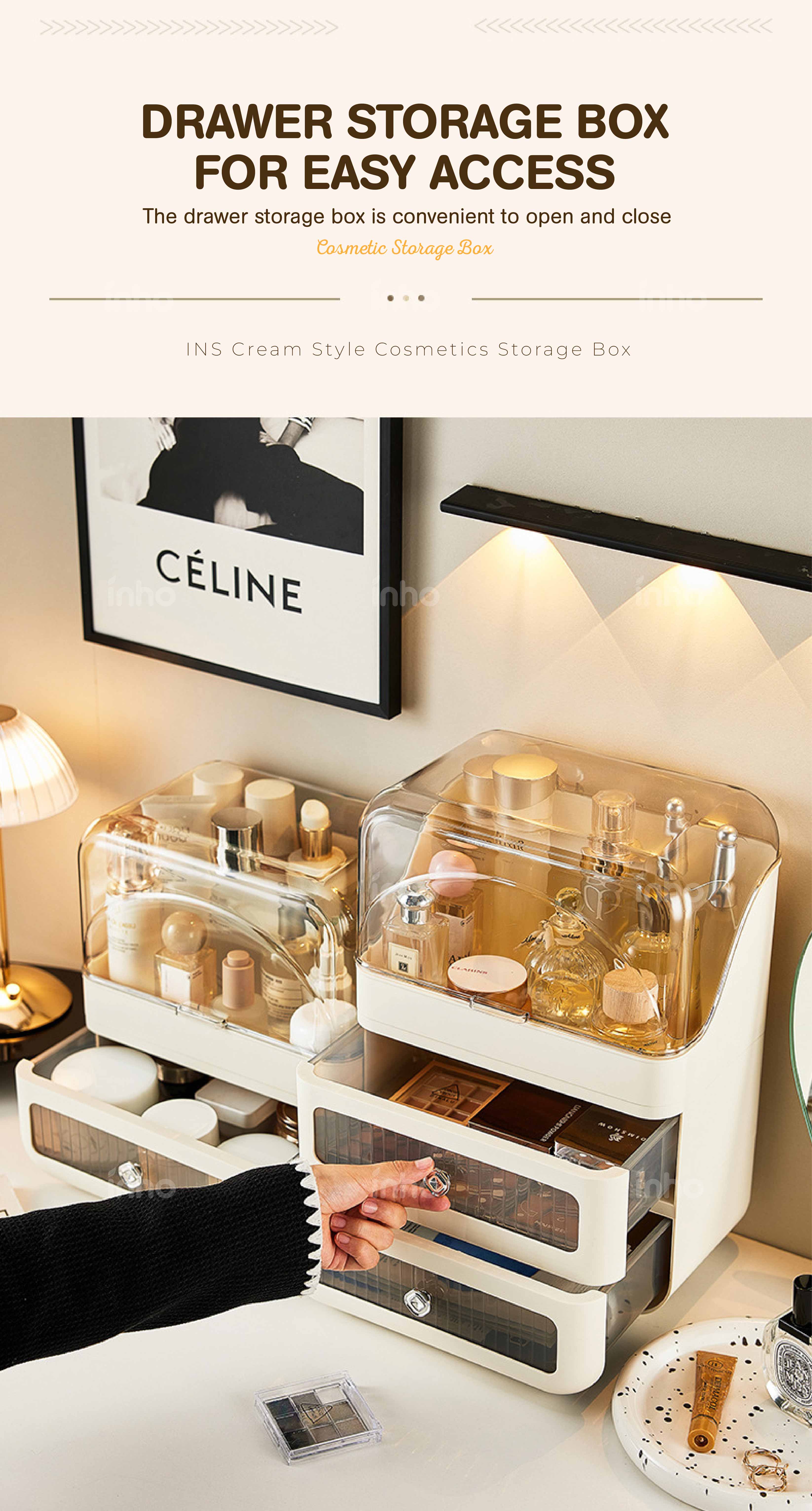 INHO 2/3 Layers Transparent Versatile Make Up Cosmetic Drawer Storage ...