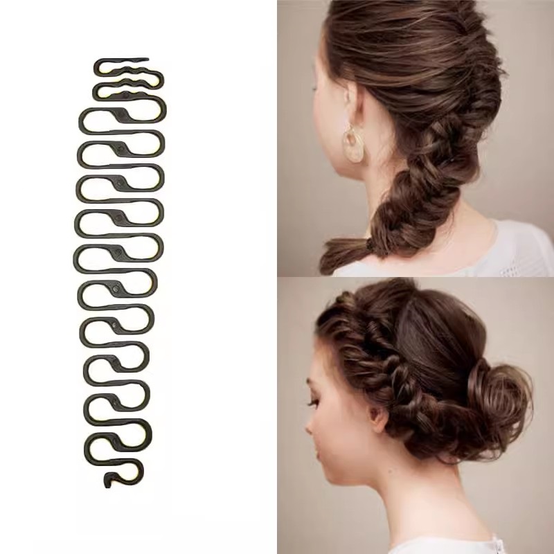 1pc French Hair Braid Maker Styling Clip PP Tool Black Bun Hair Braid ...