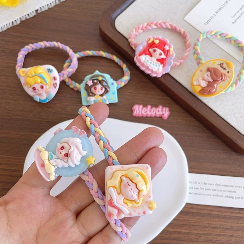 Princess Rubber Band Cute Cartoon Hair Ties Kid Getah Ikat Rambut High ...