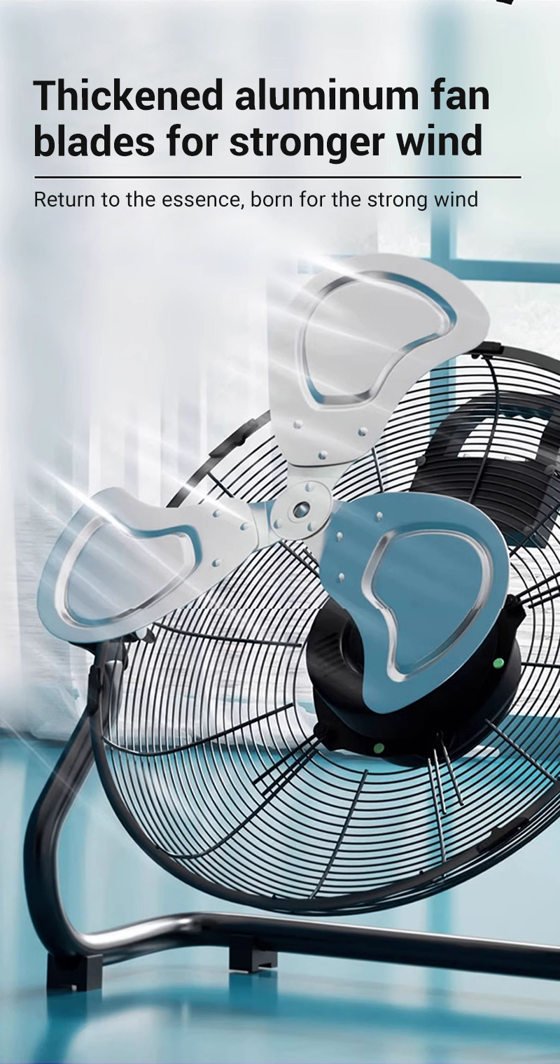 Industrial Ground Fan Electric Floor Fan Aluminum Blades Strong Wind ...