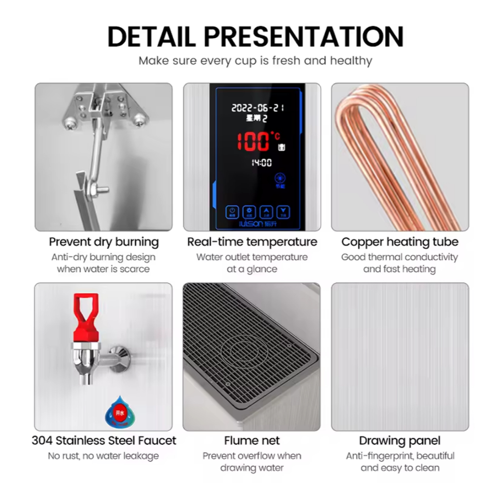 𝐈𝐔𝐈𝐒𝐎𝐍 Countertop Electric Water Boiler Hot 2000W 20L Stainless Steel ...