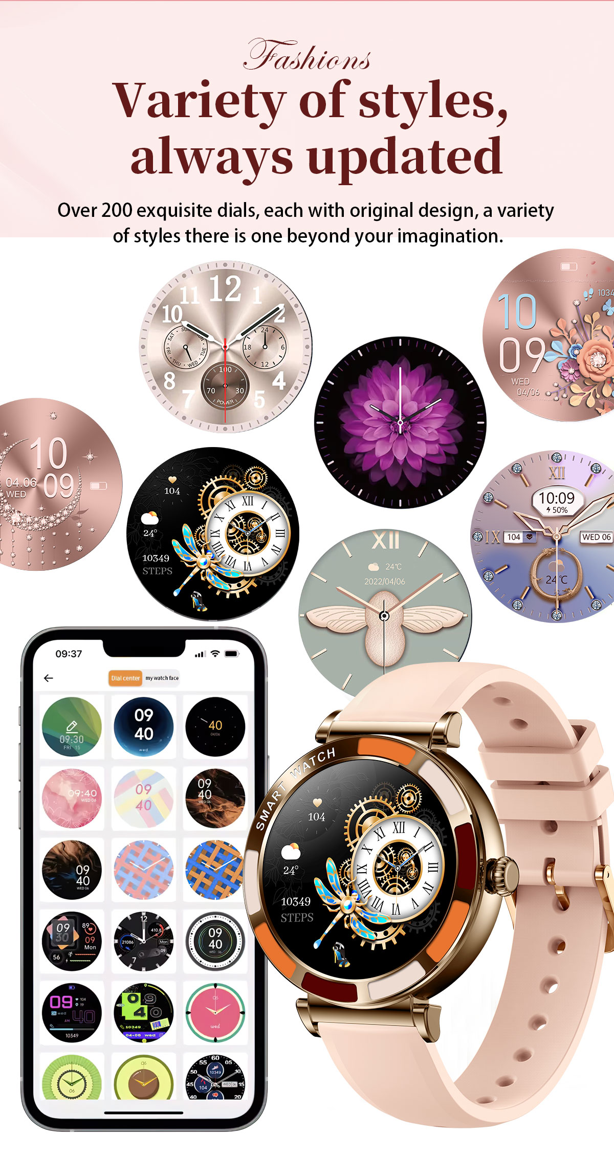 Aolon Lily R2 Women Smart Watch HD Bluetooth Call Health Monitoring DIY ...