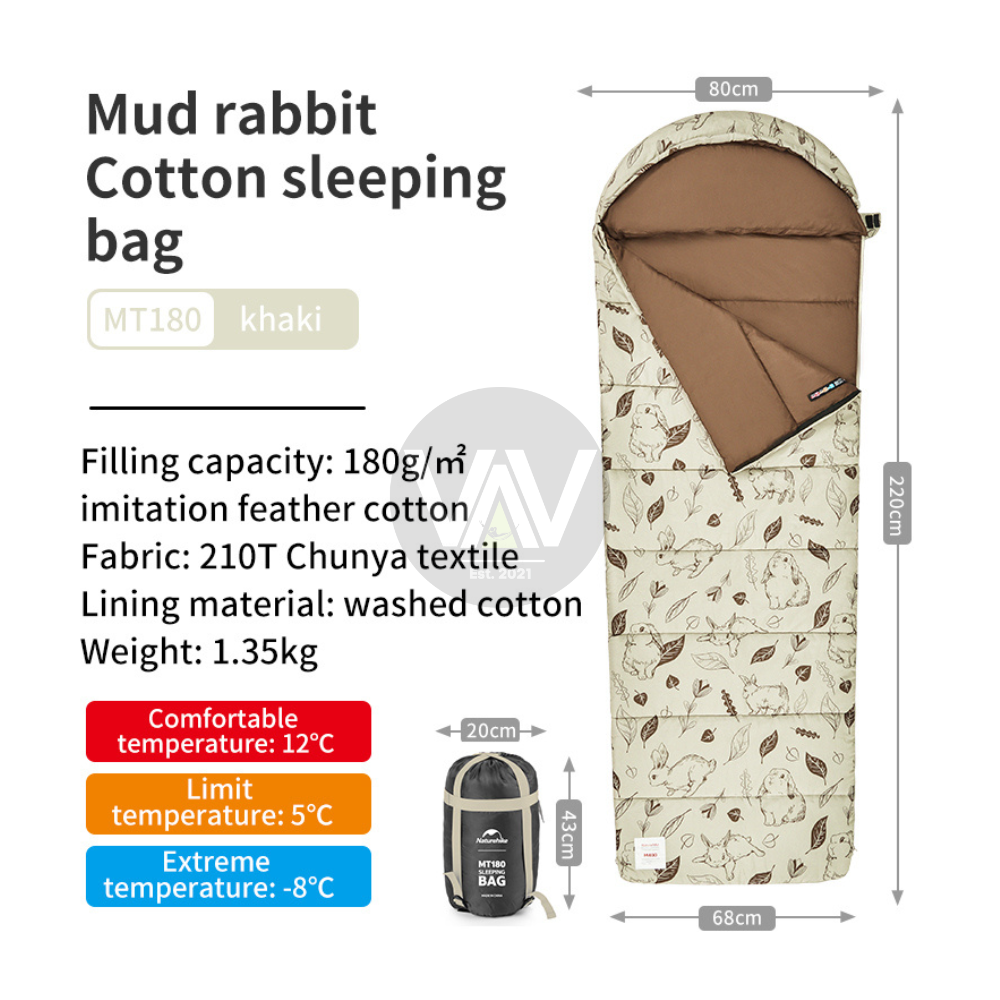 Naturehike Cute Mud Rabbit Cotton Sleeping Bag (Left & Right Zipper ...