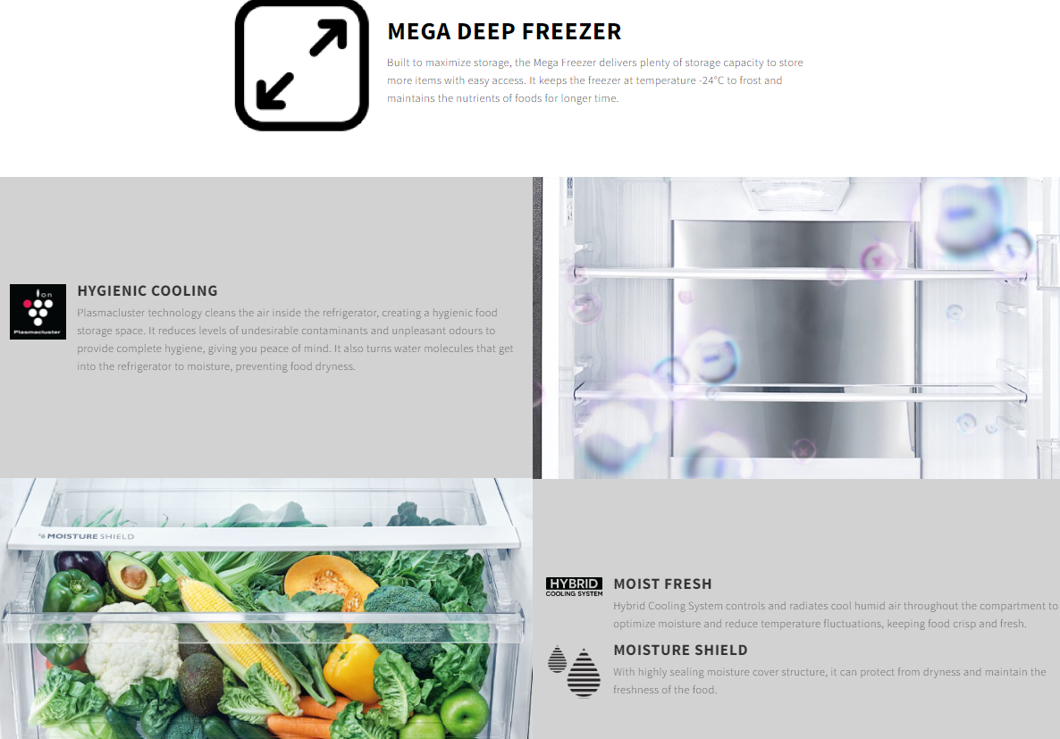 《Save 4.0》Sharp J-Tech Inverter Pelican Refrigerator (720L) SJP882MFGK ...