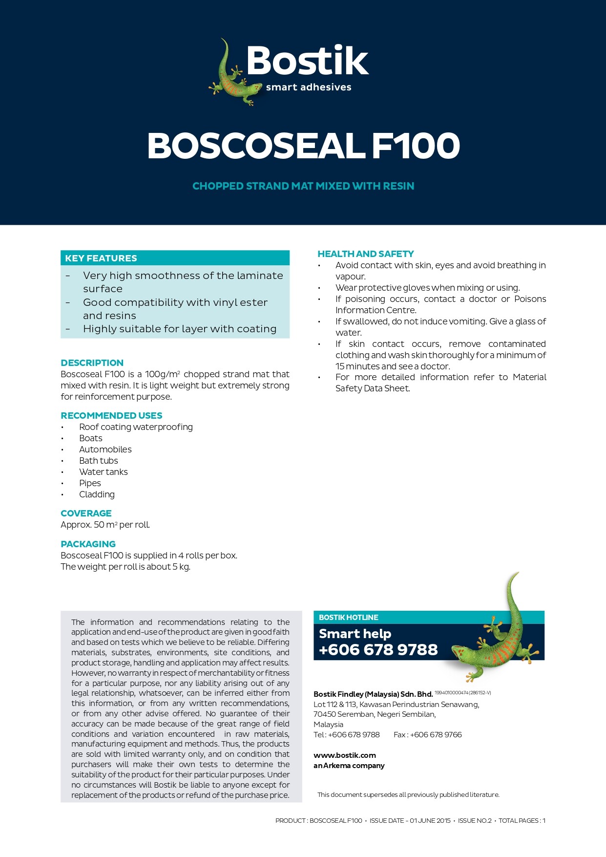 Bostik Boscoseal F100 Chopped Strand Fiber Mesh Mixed With Resin For ...