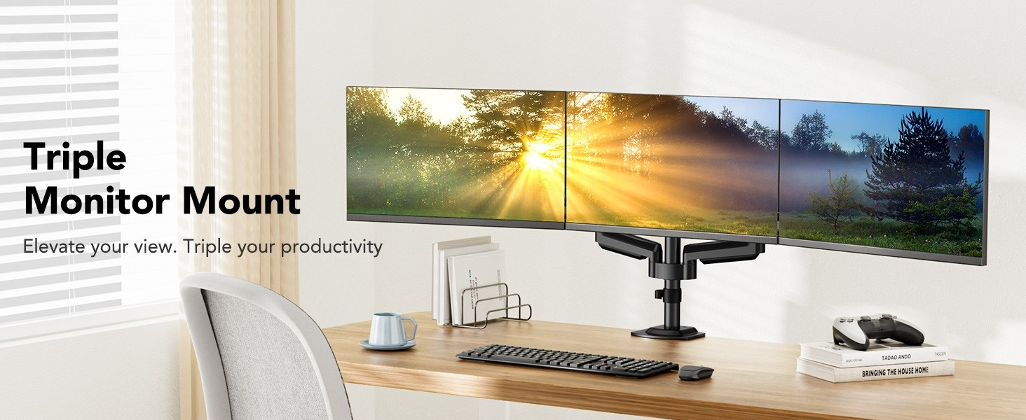 the Aryl™ Pole-Mounted Gas Spring Triple Monitor Arm | Shopee Malaysia